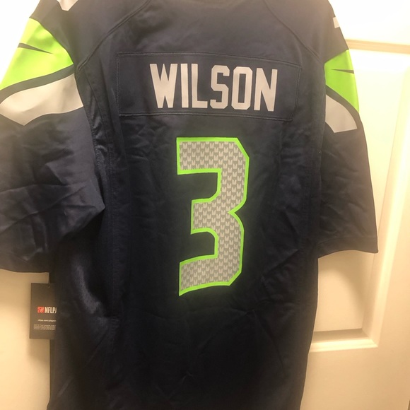 Nike | Shirts | Nike Onfield Nfl Seattle Seahawks 3 Wilson Mens Blue ...